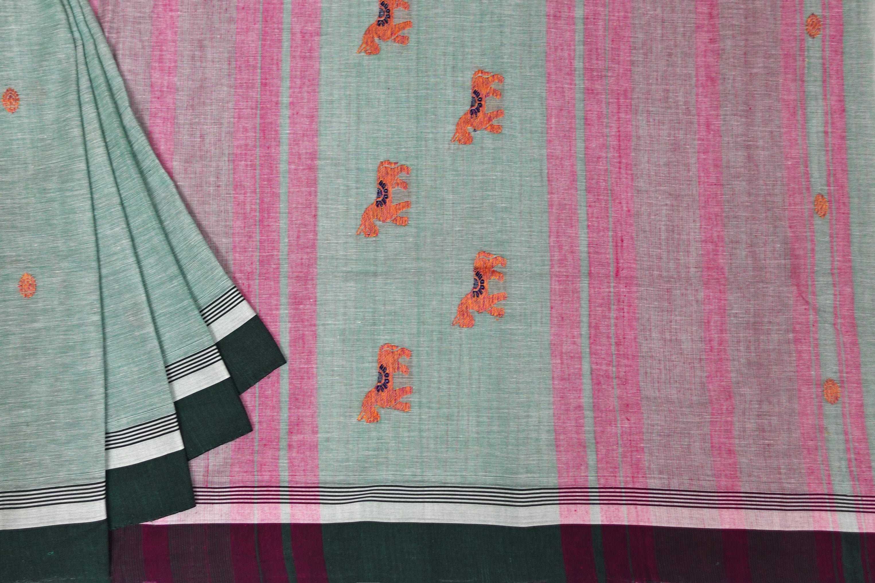 Meadow Mirage - Khadi Cotton Saree – DIVINE DHARA